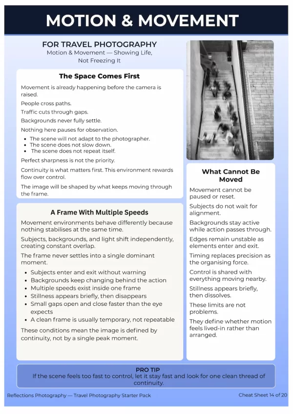 Motion Movement Cheat Sheet | Travel Photography